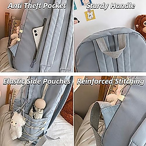 BILIPOPX Kawaii Backpack with Cute Accessories Aesthetic 15.6 Inch Laptop Backpack Pin Plush Pendant (Black,Single Backpack)