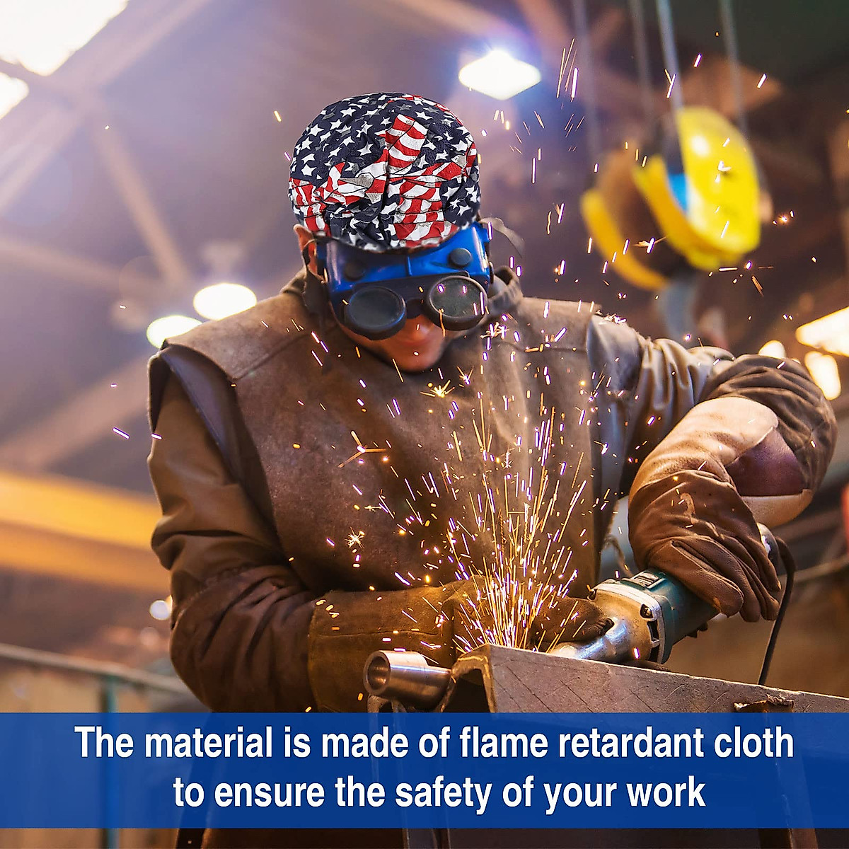 3 Pcs Flame Resistant Welding Hats for Men Welding Cap Mesh Inside Liner Electric Welder Cap Mesh Inside Liner Welding Hats for Men Welding Helmet Electrician (Star Style)