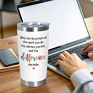 OASSIE Appreciation Gifts for Coworkers - 20 oz Stainless Steel Insulated Coffee Tumbler With Lid - Mothers Day Birthday Inspirational Thank You Gifts for Women Boss Lady Friends Employee Teachers