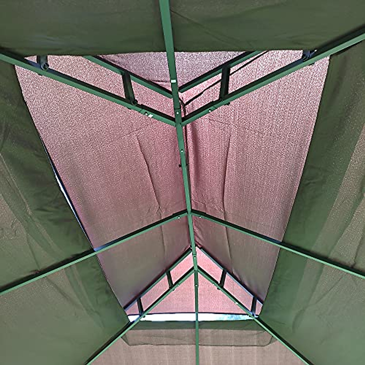 13' x 10' Gazebo for Patio with Mosquito Netting, Outdoor Canopy with Ventilated Double Roof and Corner Shelves, Pergolas for Shade and Rain with Metal Frame, Perfect for Backyard and Deck, Brown Top