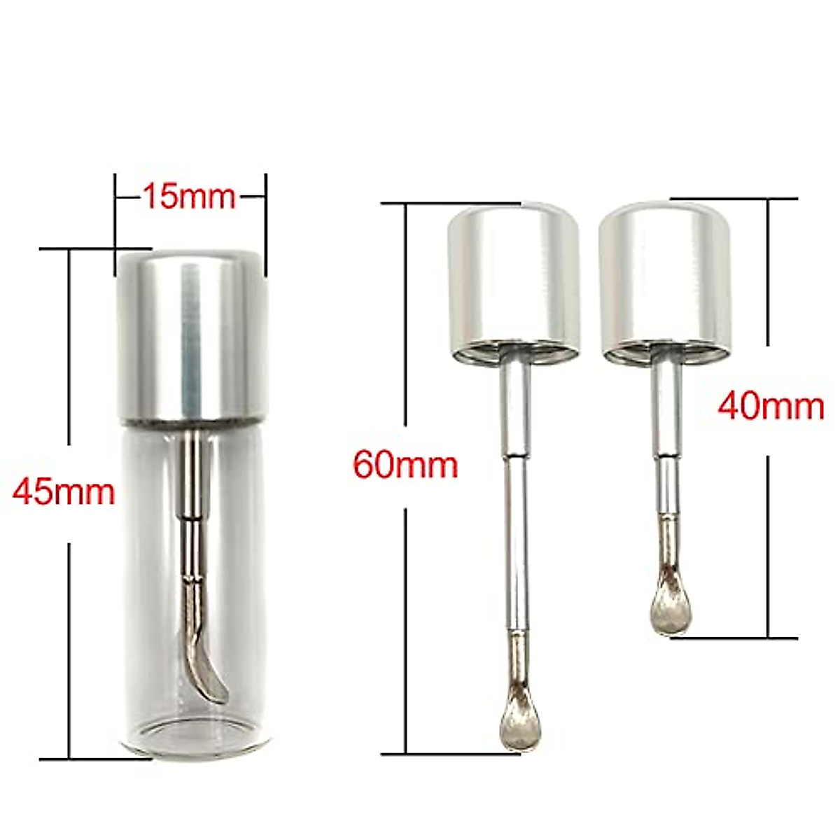 4 Pack Glass Pill Box Spice Bottle with Retractable Spoon Inside Small Storage Bottle for Outdoor Camping Travel Portable Pill Case