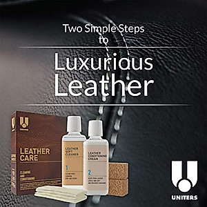 UNITERS Leather Care KIT Cleaning and Conditioning (250ml) - Leather Cleaning Kit with Leather Soft Cleaner and Leather Conditioning Cream for Furniture, Upholstery, Shoe, Bags, and Car Interior
