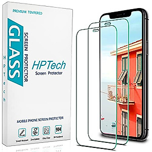 HPTech 2-Pack Tempered Glass for Apple iPhone 11, iPhone XR [6.1-inch] Screen Protector, Easy to Install, Bubble Free, 9H Hardness