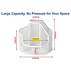 RURYEURT Pencil Holder for Desk, Metal Desk Organizers and Accessories Rotating Pen Holder User Friendly Pen Holder for Desk(White)