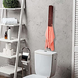 WEMUR 2 Wooden Clothespins, 12-Inch Giant Clothespin Towel Rack, Wooden Natural Giant Clothespins for DIY Crafts, Wedding and Bathroom Decoration (Dark) (WEMUR05)