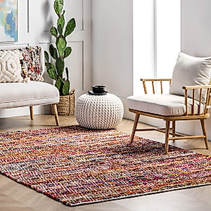 nuLOOM Rochell Hand Woven Chevron Area Rug, 3x5, Magenta