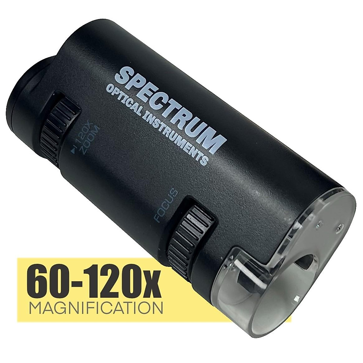 Spectrum Optical Instruments EasyMicro 60x-120x LED Lighted Zoom Microscope (Black) - 2X Sample Slices and Protective Bag SOIEM60120