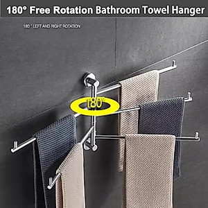 Swing Out 5-Arms Towel Holder Thicken Towel Racks for Bathroom Kitchen, Bath Towel Bar Swivel Hanger Wall Mounted Drying Rack, Rustproof Solid Aluminium Towel Hanger Space Saving Storage Or