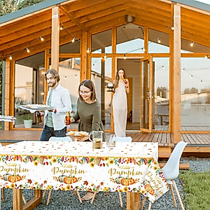 3 Pack Little Pumpkin Tablecloths Fall Theme Baby Shower Party Decorations for Boy Girl Gender Reveal Party Supplies Autumn Table Covers Thanksgiving Pumpkin Party Favors Table Decor 54 x 108 Inch