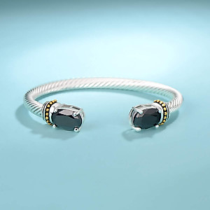 UNY Stainless Steel Cuff Bangles Crystal Mosaic Bracelet Bangle for Women Fashion Jewelry BR75854 (Clear)