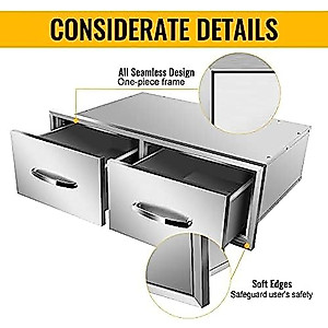 Outdoor Kitchen Stainless Steel Triple Access BBQ Drawers with Chrome Handle,30Wx20Dx10H