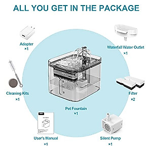 NPET Cat Water Fountain, 3L Automatic Pet Drinking Fountain Dog Water Dispenser with Quadruple-Action Filter (WF020 Transparent)