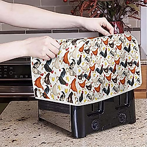 Gomyblomy Rooster & Chick Toaster Covers 4 Slice Wide Slot Dustproof Fingerprint Protectors and Greasy Protection Anti-sputtering Machine Washable