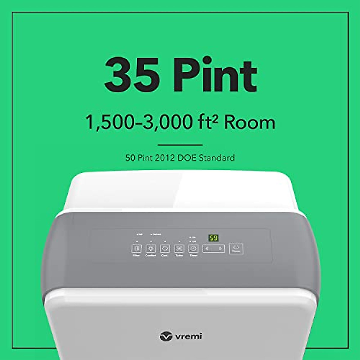 Vremi 35 Pint 3,000 Sq. Ft. Dehumidifier Energy Star Rated for Medium Spaces and Basements