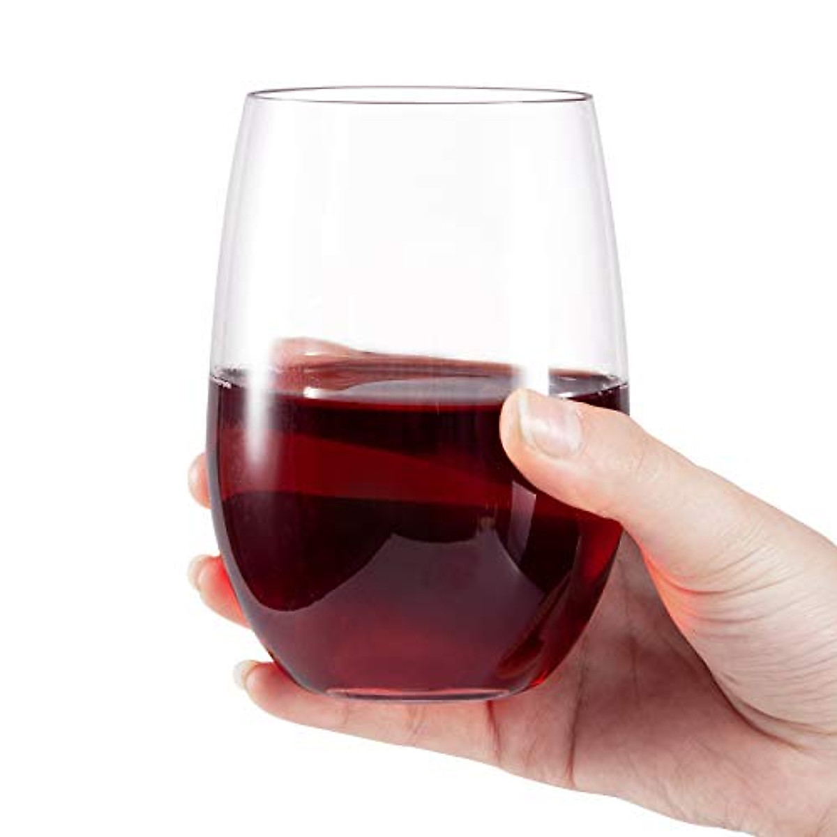 hotder Tritan Stemless Wine Glasses,Unbreakable BPA-Free Plastic Glasses,Set of 4,16OZ (Egg Shape)