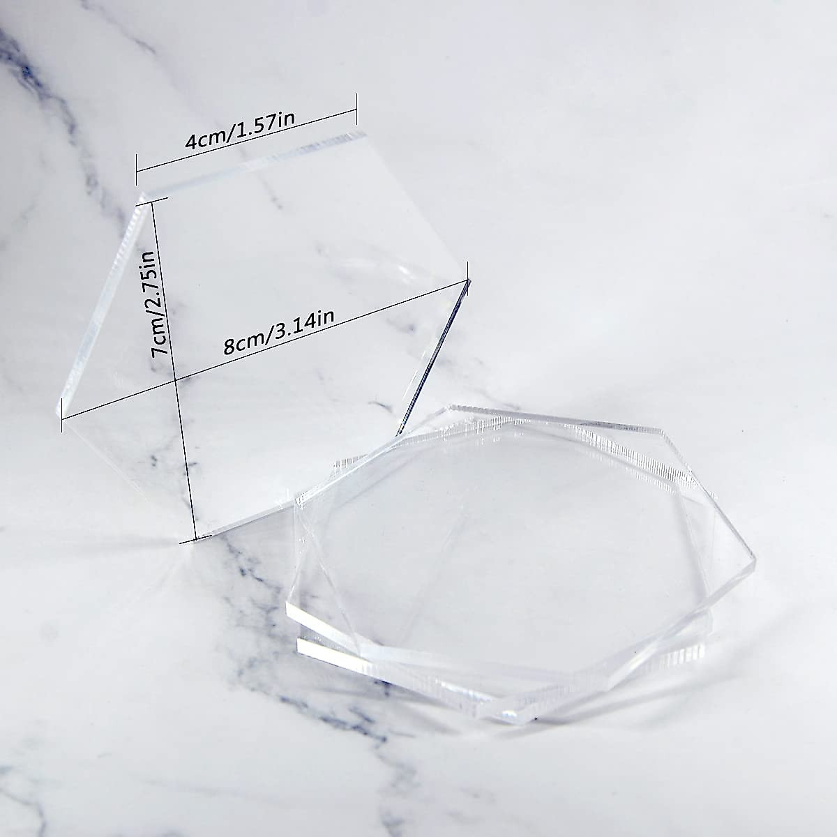 ATOMZING 50 Pcs Clear Hexagon Acrylic Place Cards for Wedding, Blank Acrylic Name Cards for Table Setting, Acrylic Hexagon Tiles Plates,Wedding Seating Cards, Escort Cards 3mm Extra Thick