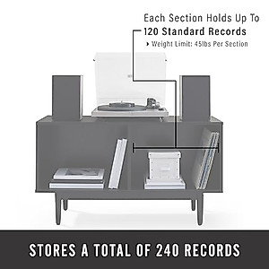 Crosley Furniture Liam Medium Vinyl Record Storage TV Stand and Entertainment Center, Media Console, Black