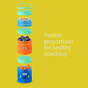 Whiskware Disney Pixar Stackable Snack Containers for Kids and Toddlers, 3 Stackable Snack Cups for School and Travel, Finding Nemo with Nemo and Dory
