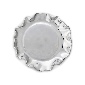 Arthur Court Carmel Pattern Modern Metal Elevated Serving Tray 9 inch Diameter 5.5 inch Tall