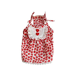 IULJH Pet Clothes Puppy Dress Dog Dress Summer Red Lace Flower Princess Costume (Color : D, Size : Lcode)