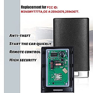 (FCC ID: M3N5WY7777A) 5 Buttons Compatible with Cadillac CTS 2008-2015/ STS 2008-2011Car Keyless Entry Remote Smart Key fob