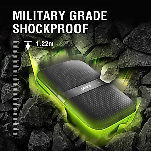 Silicon Power Black 1TB Rugged Portable External Hard Drive Armor A60, Shockproof USB 3.0 for PC, Mac, Xbox and PS4, Black
