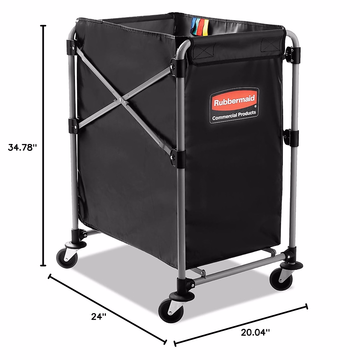Rubbermaid Commercial 1881749 Collapsible X-Cart Steel 4-Bushel Cart 20 1/3W X 24 1/10D Black/Silver