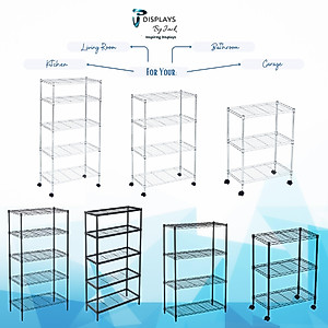 5 Tier Wire Shelving Unit Storage Rack, Metal Heavy Duty Utility Organizers, Organization Units for Products Plant Pantry, Garage, Laundry Racks Durable Shelf Stand,14"W x 30"L x 60"H, Black