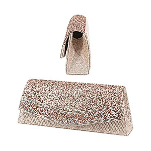 Naimo Flap Dazzling Clutch Bag Evening Bag With Detachable Chain (Champagne)