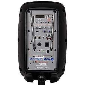 Alphasonik 8" Portable Rechargeable Battery Powered 800W Pro DJ Amplified Loud Speaker with 2 Wireless Microphones Echo Bluetooth USB SD Card Aux MP3 FM Radio PA System LED Ring Karaoke Tripod Stand