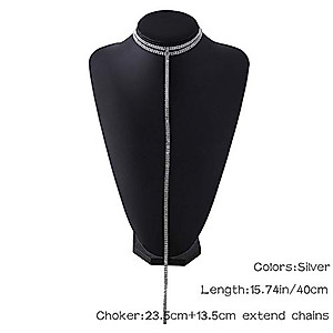 Blindery Rinestone Body Chains Jewelry Sexy Layered Body Necklace Crystal Body Necklace Nightclub Party Bikini Body Jewelry for Women