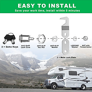 Hecfu 1 Pack Tool Box Lock RV Storage Lock, Mailbox Lock 5/8" Cam Lock Keyed Alike, Toolbox Locks Replacement for File Cabinet Storage Door on Camper, Zinc Alloy