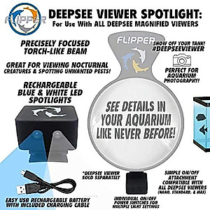FL!PPER DeepSee Aquarium Magnifier Magnetic Viewer, Orange Filter Lens & Rechargeable LED Spotlights – Fish Tank Magnifying Glass – Flipper Fish Tank Accessories, 5"