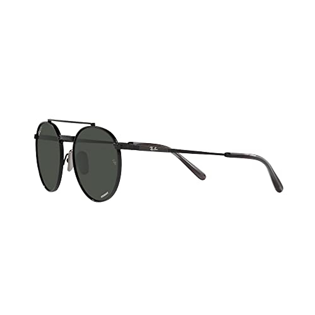 Ray-Ban RB8237 Round II Titanium Sunglasses, Black/Polarized Dark Grey, 50 mm