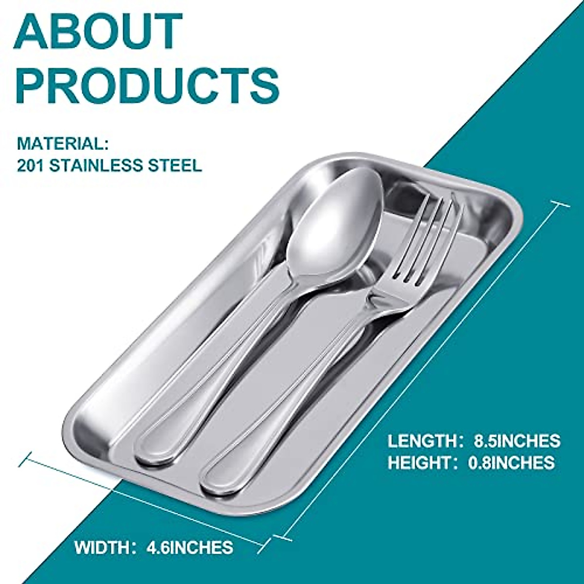 8 Pack Stainless Steel Trays Small Metal Tray Lab Tray Metal Dental Procedure Trays for Dentist Laboratory Station Bathroom Organizer