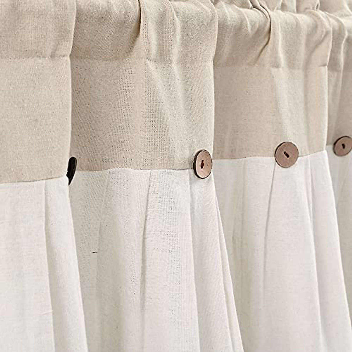 Lush Decor Linen Button Farmhouse Valance, 18"L x 84"W, Linen