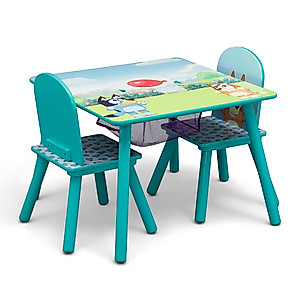 Delta Children Bluey Kids Table and Chair Set with Storage (2 Chairs Included) - Greenguard Gold Certified - Ideal for Arts & Crafts, Snack Time, Homeschooling, Homework & More, Blue