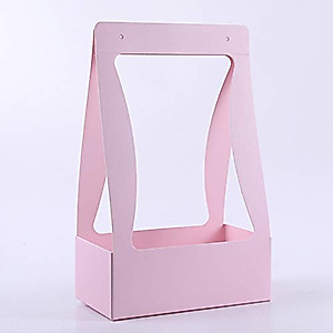 BBJ Craft Paper Gift Bags for Flower Bouquet Florist Bouquet Packaging Bag with Handle, 5 Pcs (Pink)