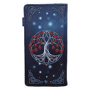 Nemesis Now Klassisch, Blue, 18.5cm Bi-Fold Wallet with Wolf Pattern, Embossed, RFID Protected
