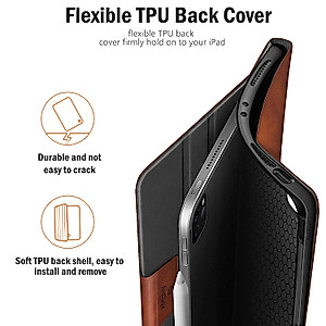 Antbox Case for iPad Pro 12.9'' 6th Generation (2022) 5th/4th Generation (2021/2020), Built-in Pencil Holder Auto Sleep/Wake Function PU Leather Smart Cover (Brown)