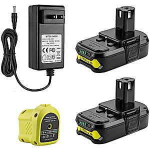 Powilling 2Pack 3.0Ah 18V Ryobi Lithium Replacement Battery for Ryobi 18V Lithium Battery ONE+ P102 P103 P104 P105 P107 18-Volt Cordless Tools Battery Include Charger