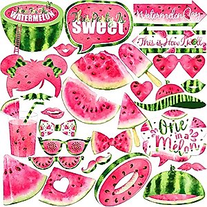 KatchOn, One in A Melon Photo Props - Pack of 28, Watermelon Photo Props, Watermelon Decorations | One in A Melon Party Decorations for Watermelon Birthday Decorations | Watermelon Photo Booth Props