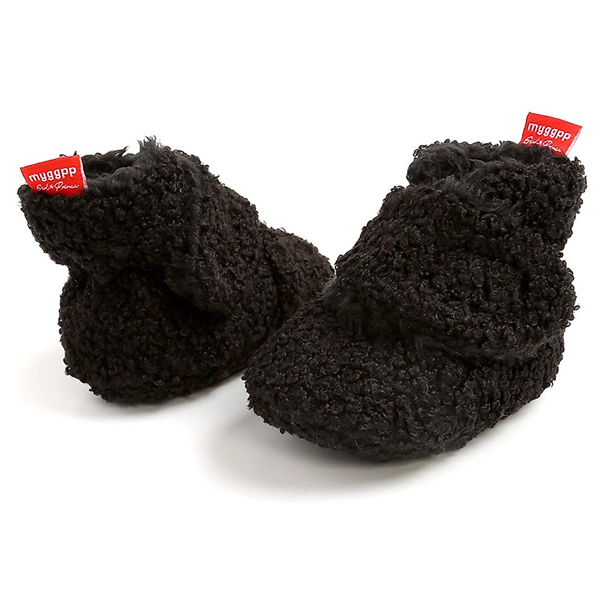 Timatego Newborn Baby Boys Girls Booties Stay On Socks Non Skid Soft Sole Infant Toddler Warm Winter House Slipper Crib Shoes 0-18 Months, 0-6 Months Infant, 17 Black