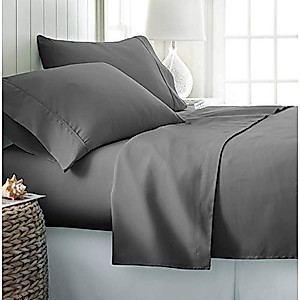 800-Thread-Count, Pure 100% Egyptian Cotton - King Sheet Set- 4 PC Bedsheet, Sateen Weave Premium Bed Sheets, Fits mattresses Upto 10” Deep Pocket (King, Dark Grey)