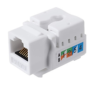 TENINYU 10-Pack RJ45 Keystone Jack Module Connector 568A/568B, Keystone Adapter Compatible Cat 6/5e/5 Connector,Cat6 Keystone Jack,RJ45 Female Connector,White