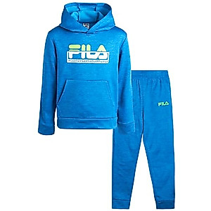 Fila Boys' Sweatsuit Set - 2 Piece Active Hoodie Sweatshirt and Jogger Sweatpants - Performance Activewear Set for Boys, 8-12, Size 12, Prince Blue