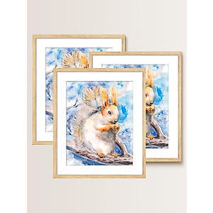 euwazram Rustic Oak 20x24 Frame - Set of 3, 20 x 24 Poster Frame with Mat for 16x20, Picture Frames for Artwork, Puzzles, Photos and Movie Posters