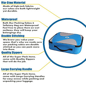 YOLLIT Pura Belleza Packing Cubes! 4 Ultralight and Durable Travel Bags + Laundry Bag + Complimentary Toiletry Bag. Keeps Luggage and Closet Organized. The #1 Packing Cube