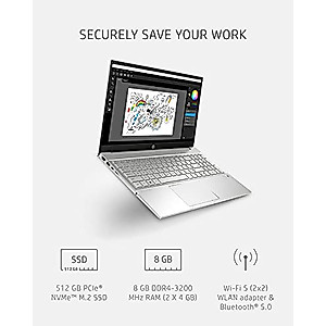 HP Pavilion 15 Laptop, AMD Ryzen 5 5500U, 8 GB RAM, 512 GB SSD, 15.6” HD Touchscreen, Windows 10 Home, Thin, Lightweight Computer with Webcam, Business, Study, & Entertainment (15-eh1010nr, 2021)