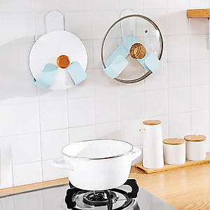 OLISHI Universal Pot Lid Organizer for Cabinet - 2 Pack Adjustable Pan Lids Organizers Inside Cabinet Door Wall Mount Pots Top Storage Organizer Rack Holder for Kitchen Blue